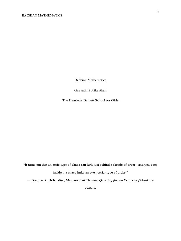 Bachian Mathematics Gaayathiri Srikanthan | PDF | Mathematics