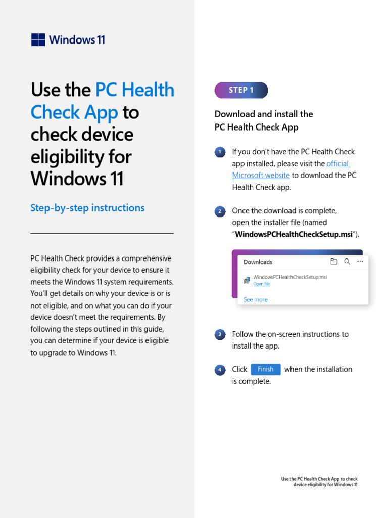DPS Cheatsheet How To Use The PC Health Check App Simplified MS ONLY | PDF | Microsoft Windows ...