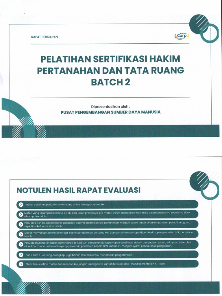 Pelatihan Sertifikasi Hakim Pertanahan Dan Tata Ruang Batch 2 | PDF