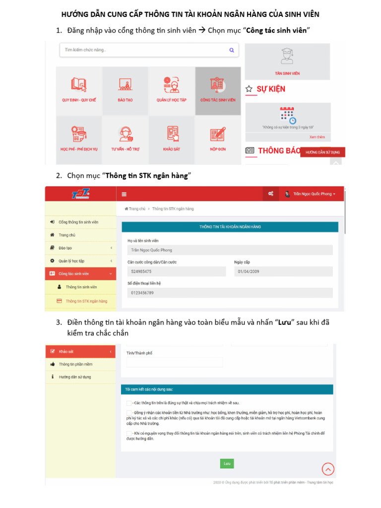 Huong Dan Cung Cap Thong Tin Tai Khoan Ngan Hang Cua Sinh Vien (20250116 - 101644 - 712) | PDF