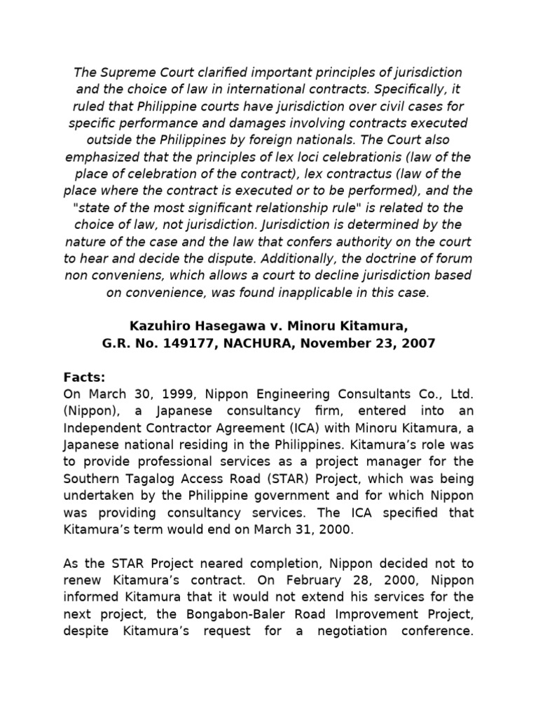 Kazuhiro Hasegawa v. Minoru Kitamura | PDF | Choice Of Law | Jurisdiction