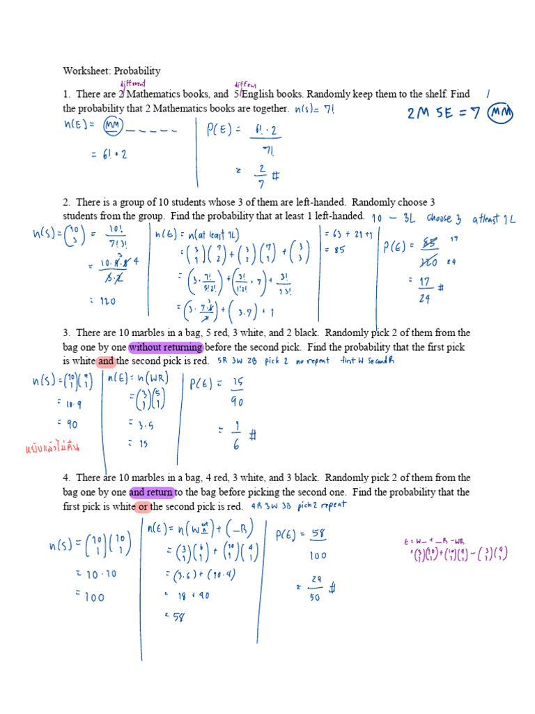 2022worksheet Probability | PDF | Probability Theory | Probability