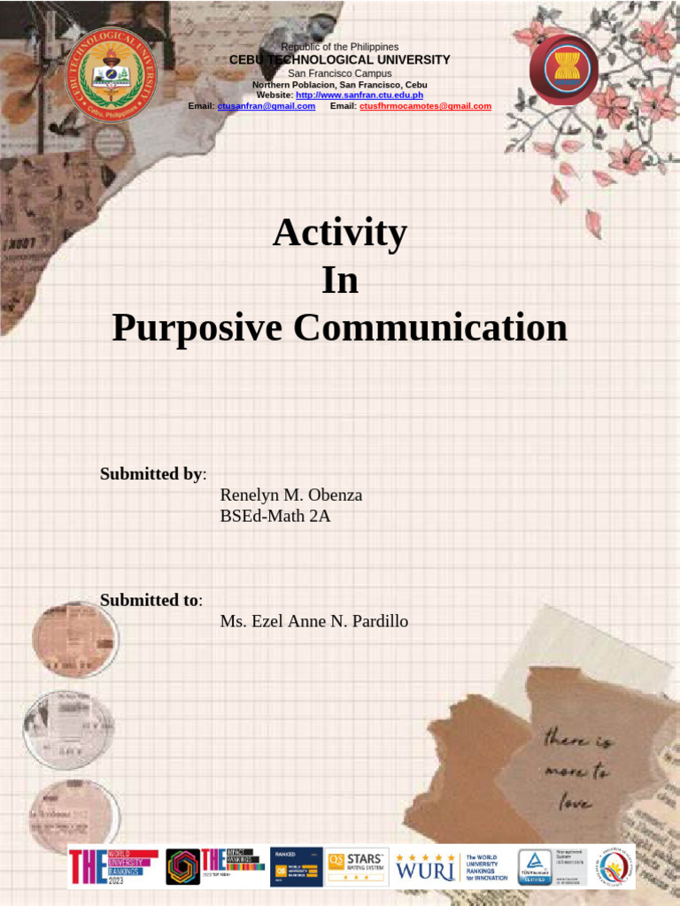 Activity in Purposive Communication | PDF