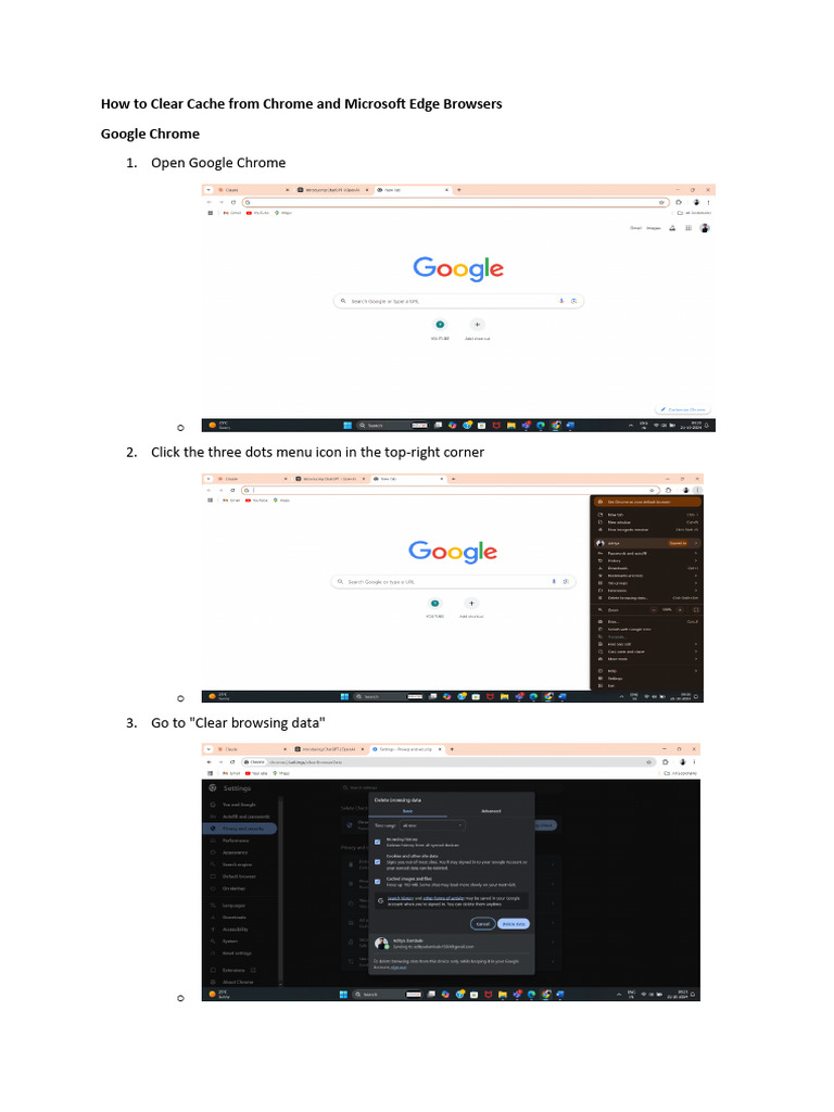 How To Clear Cache From Chrome and Microsoft Edge Browsers | PDF