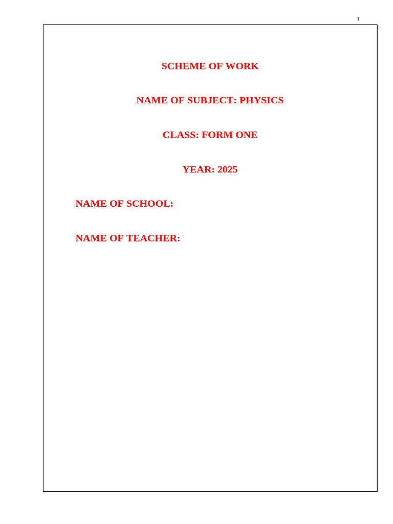 Physics Sow F1 2025 | PDF | Force | Physics