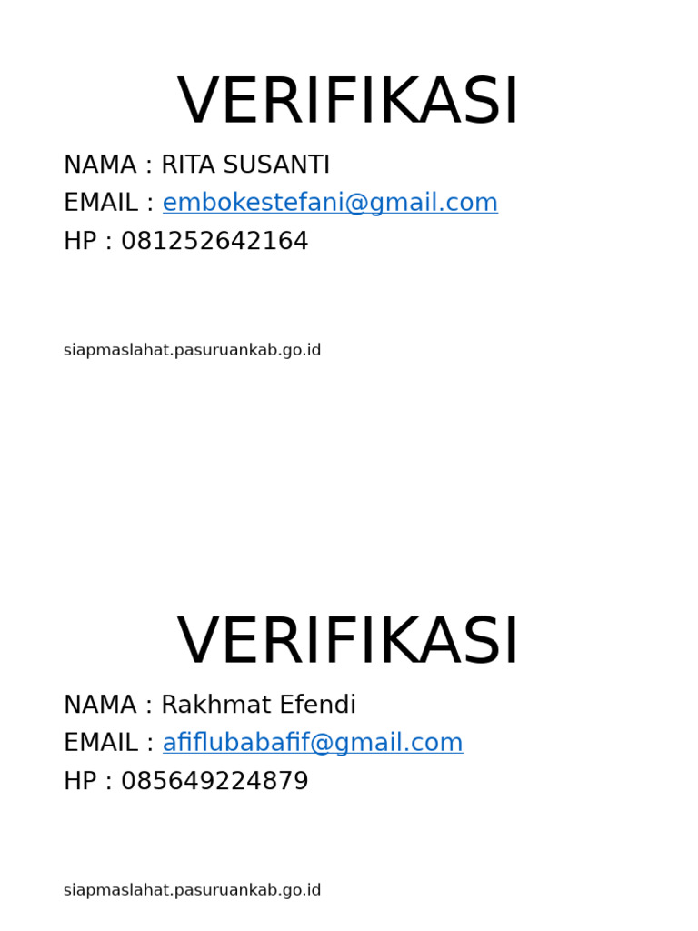 VERIFIKASI Siap Maslahat | PDF