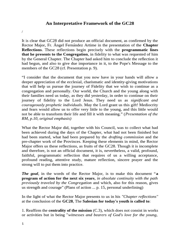 An Interpretative Framework of The GC28 | PDF | Spiritual Gift ...