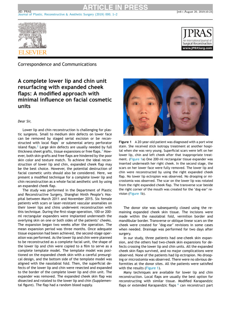 2019-A Complete Lower Lip and Chin Unit Resurfacing With Expanded Cheek ...