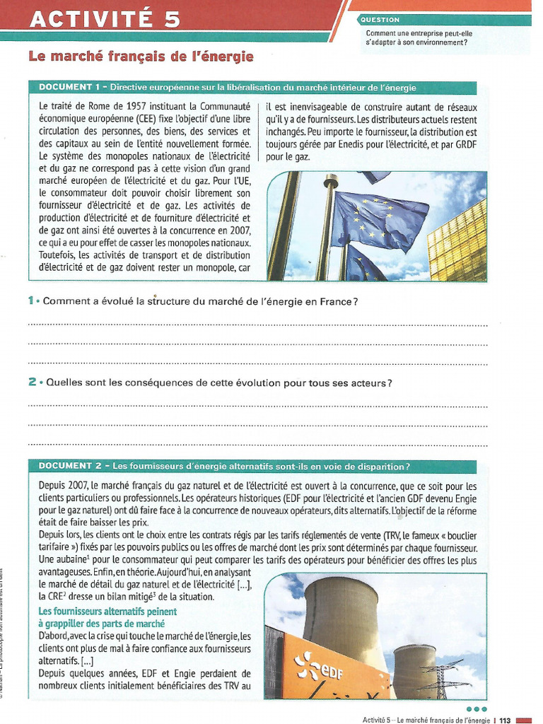 Sujet 5 Nathan Lez Marché Français de l' Energie | PDF