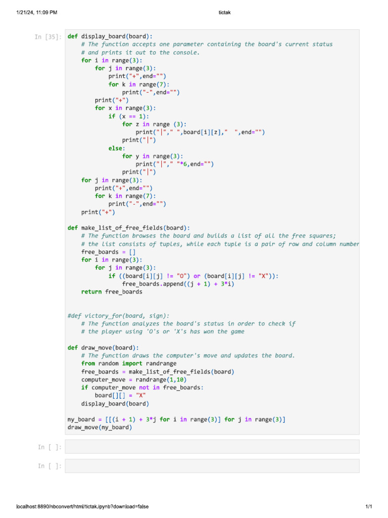 Tic Tac Toe Python | PDF