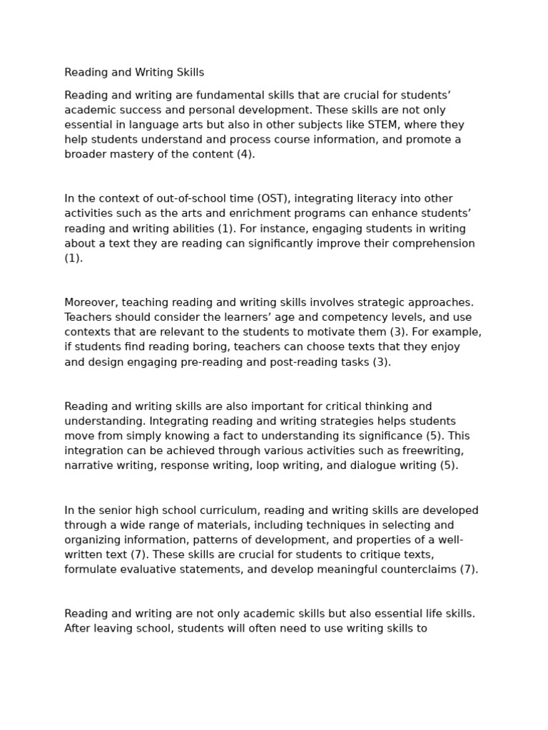 Reading and Writing | PDF