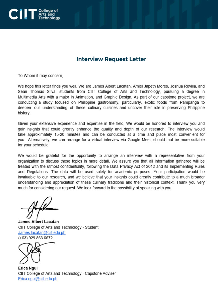 Capstone Request Letter - Duman Rice | PDF