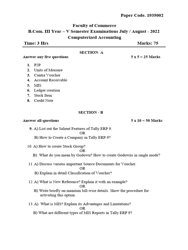 SEM V - Computerized Accounting | PDF