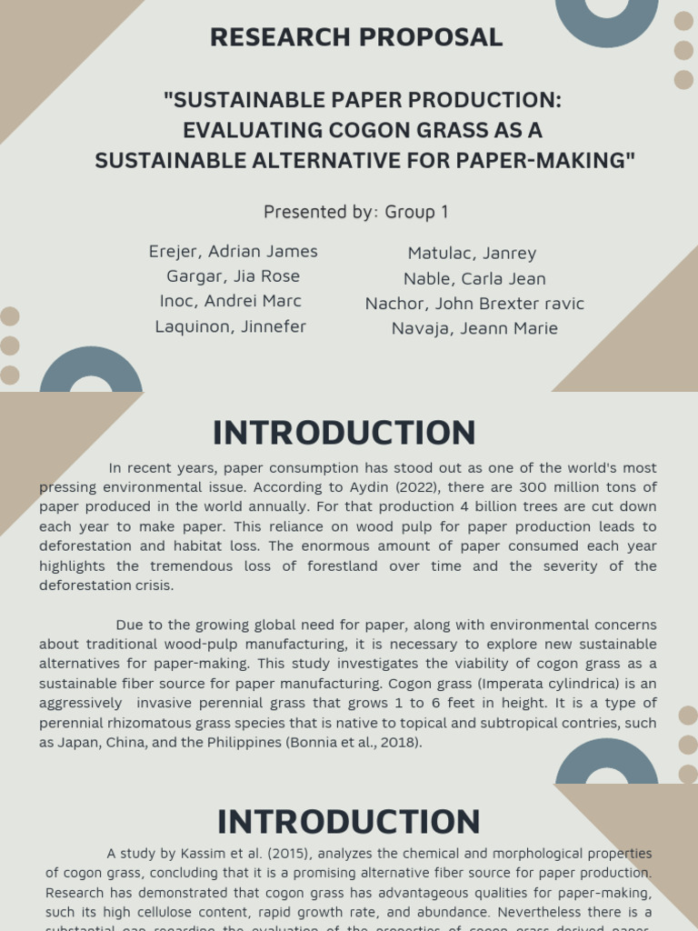 Sustainable Paper from Cogon Grass | PDF | Paper | Life Cycle Assessment