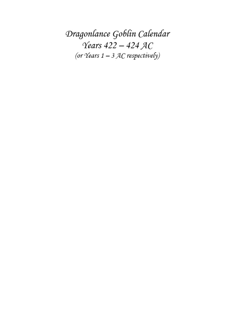 Goblin Calendar | PDF | Dragonlance | Dungeons & Dragons