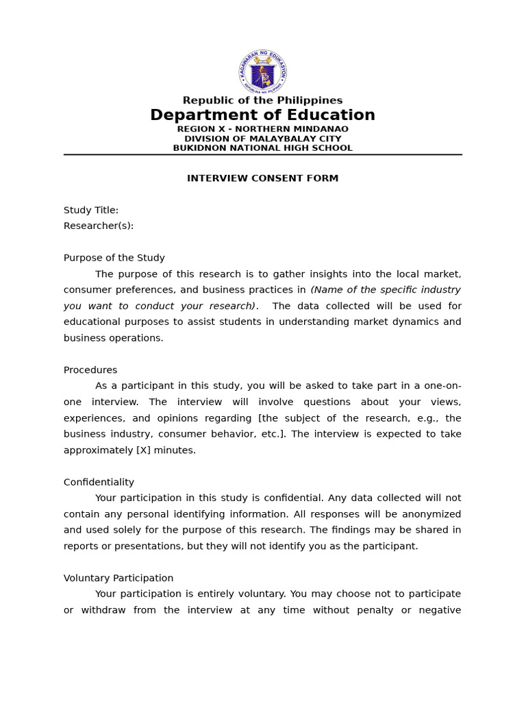 Interview Consent for Market Research | PDF | Consent | Marketing Research