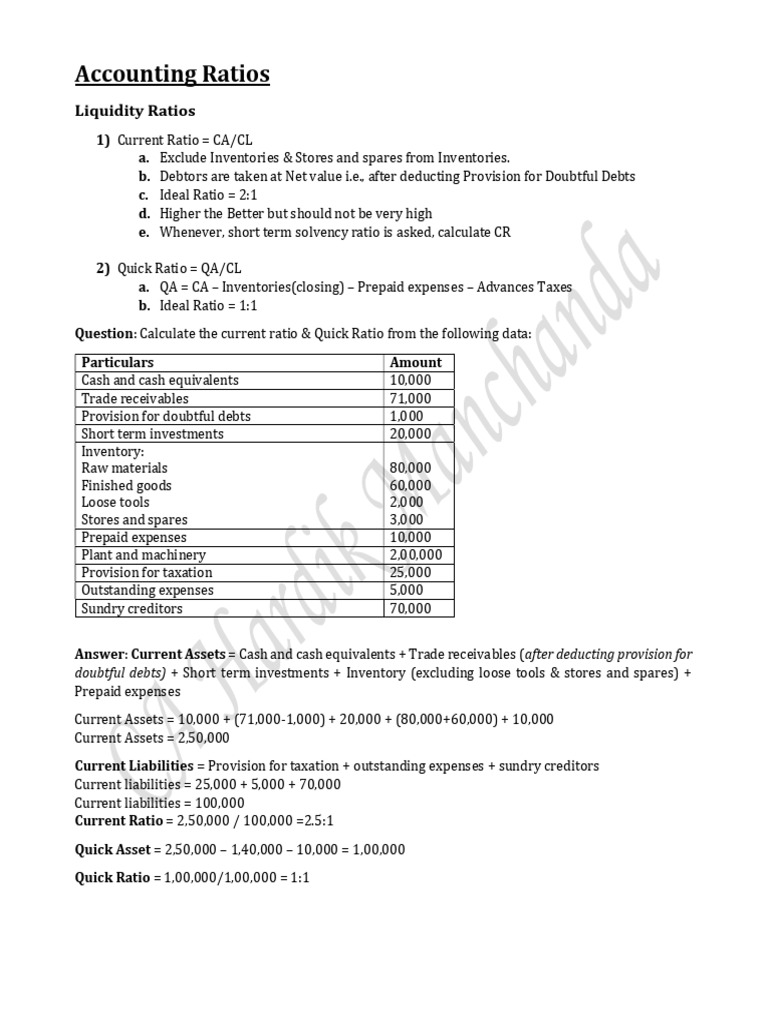 Important Questions - Ratios | PDF | Equity (Finance) | Revenue