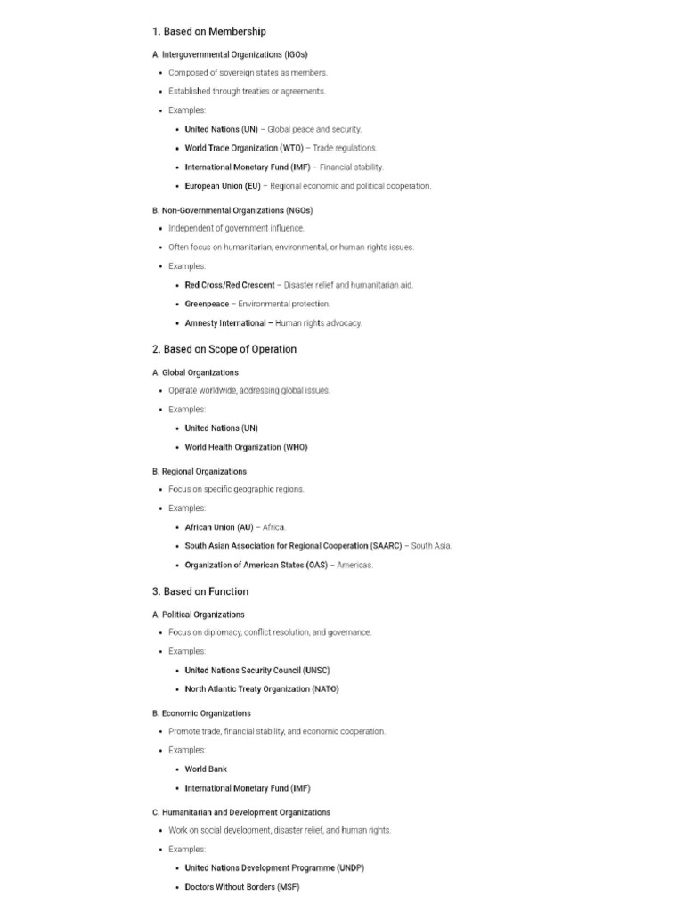 Classification of International Organization | PDF