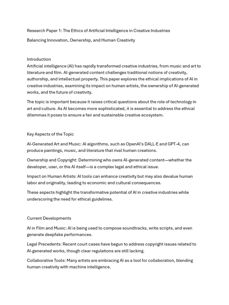 Research Paper 1 The Ethics of Artificial Intelligence in CR | PDF ...