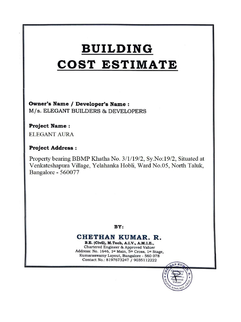48 Building Cost Estimate Elegant Aura | PDF | Concrete | Mortar (Masonry)