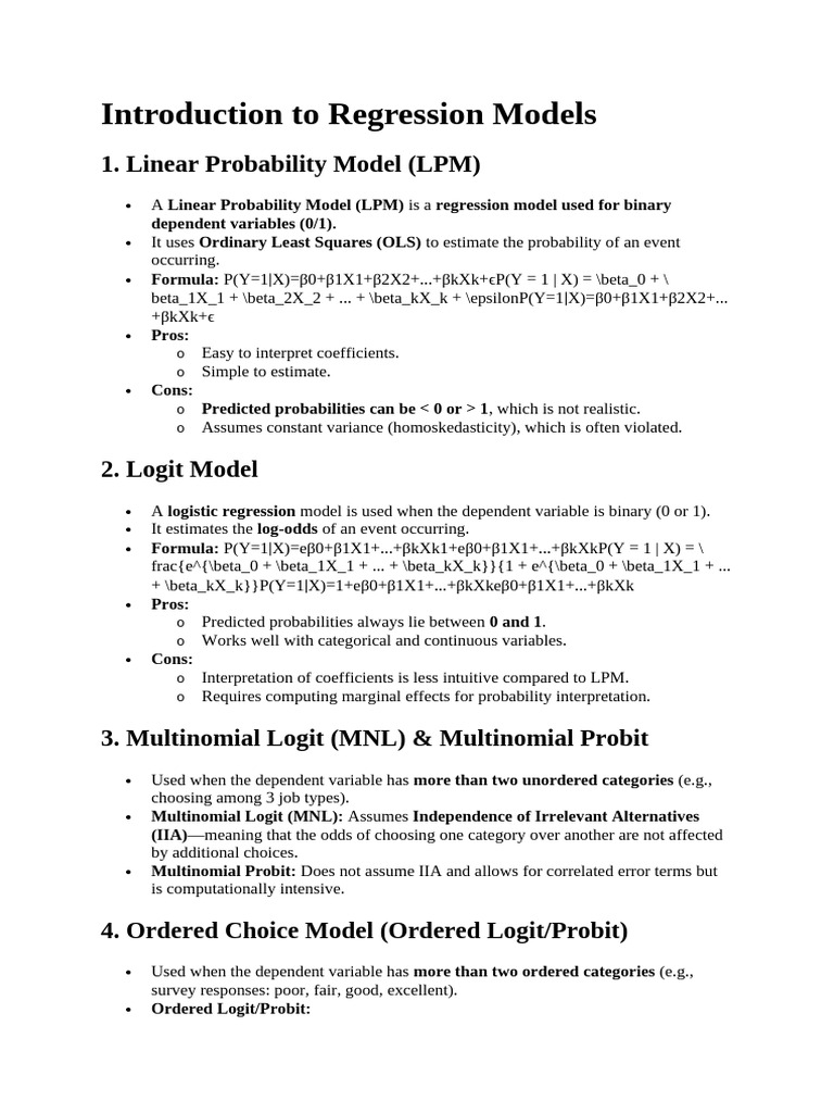 Introduction To Regression Models | PDF | Regression Analysis | Statistical Theory