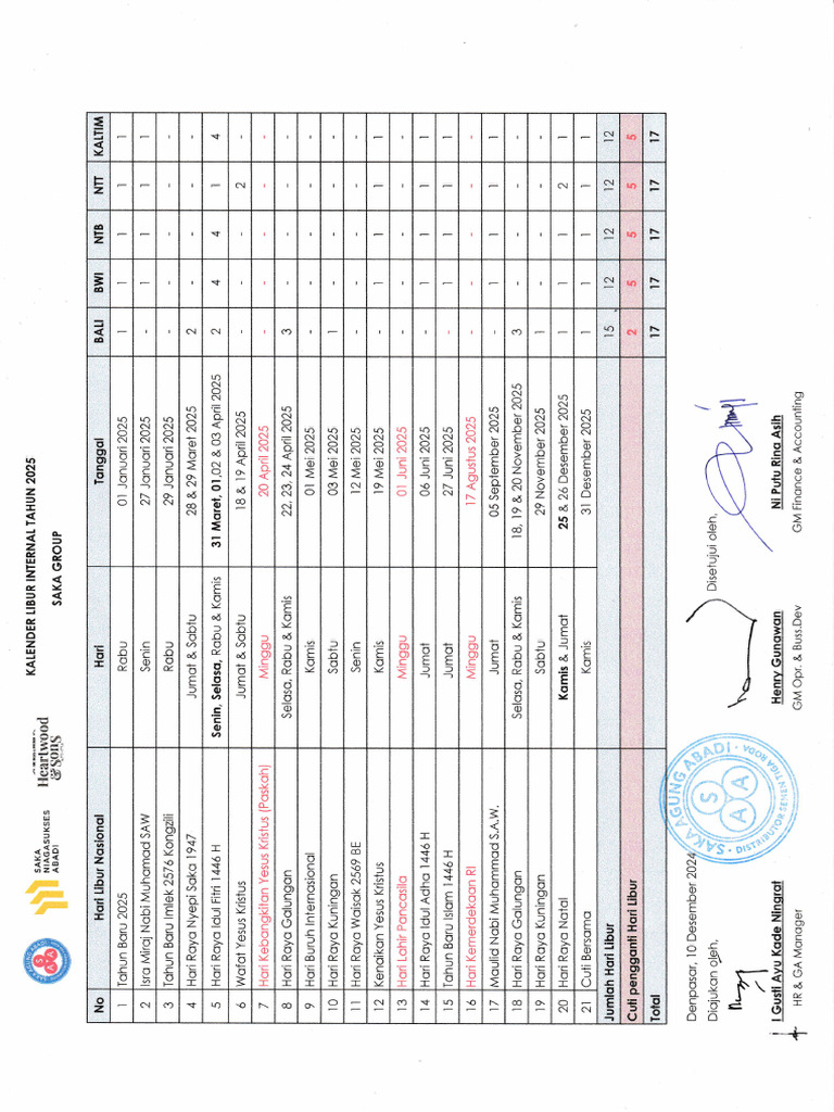 Kalender Libur Internal Tahun 2025 - SAKA GROUP (1) - DOK - SAA ...