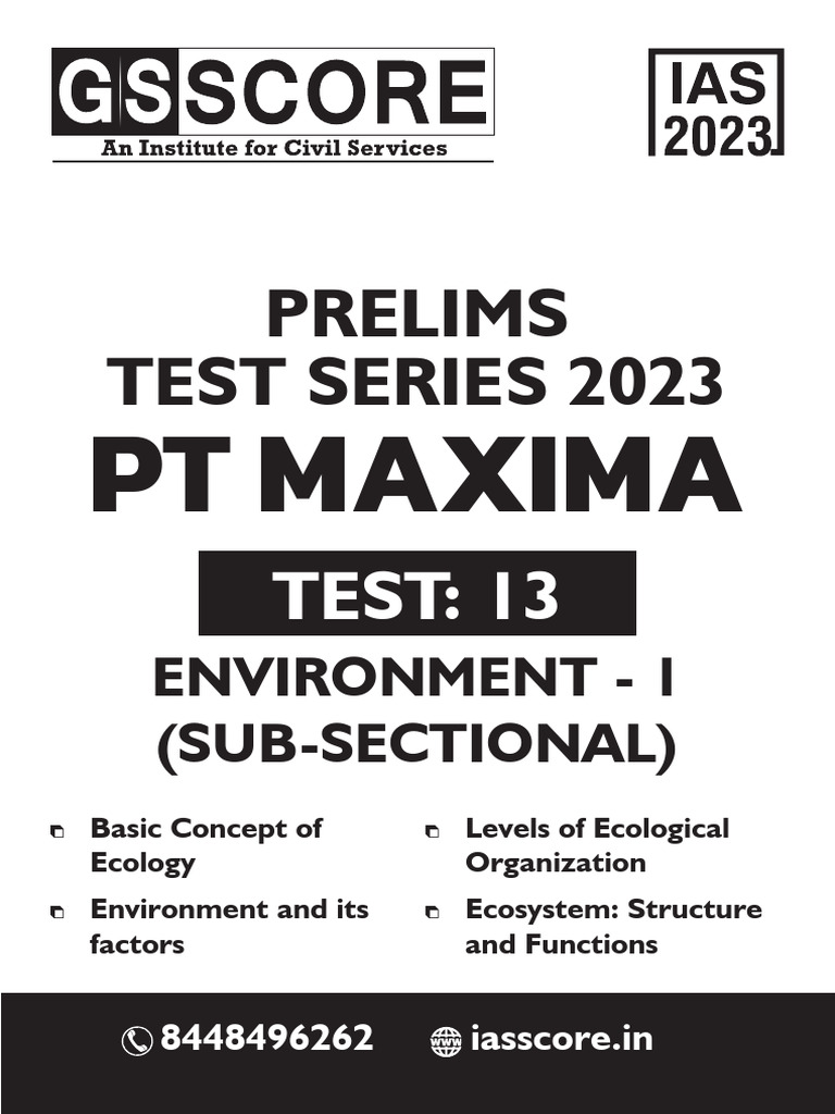 Ecology Prelims Test Series 2023 | PDF | Ecosystem | Ecology