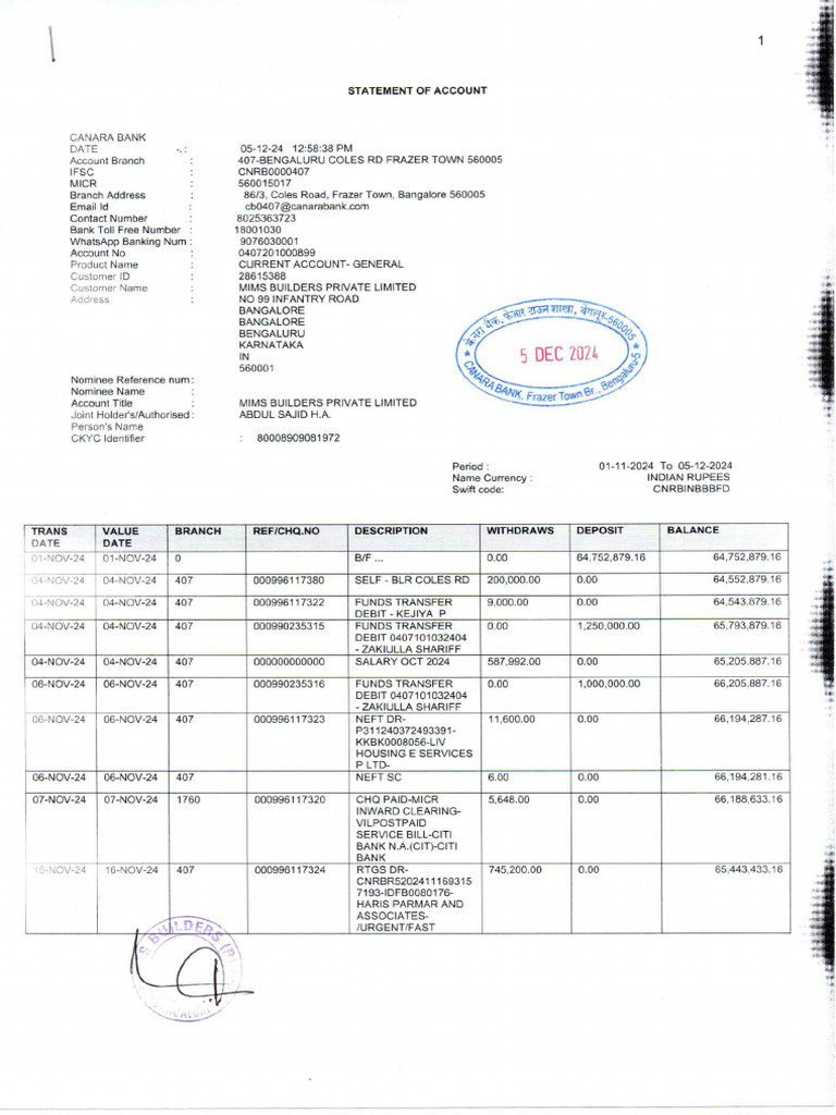 2 Bank Account Statement | PDF
