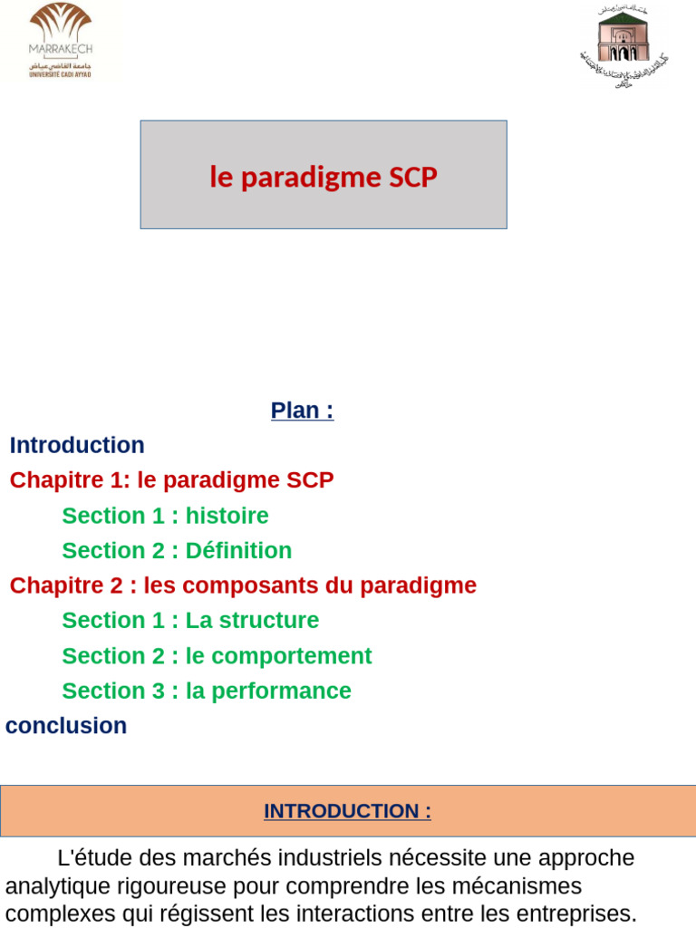 Analyse du Paradigme SCP en Économie | PDF | Organisation industrielle | Économie