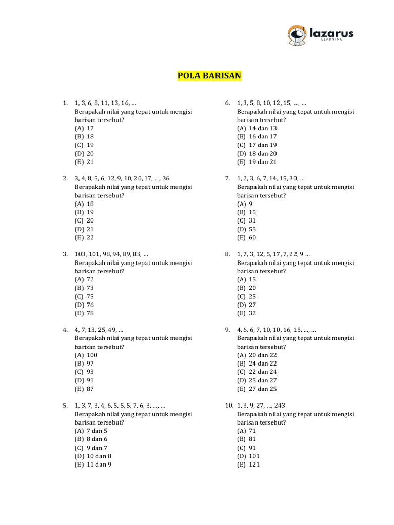 -Soal-PU- BAB 7. Pola Barisan 006 | PDF