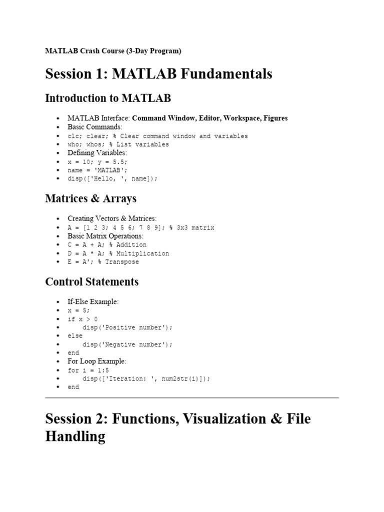 Matlab Seassion | PDF