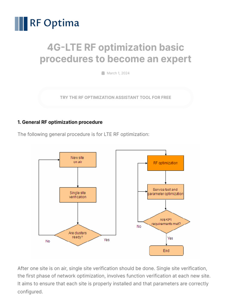 4G-LTE RF Optimization Basic Procedures To Become An Expert | PDF ...