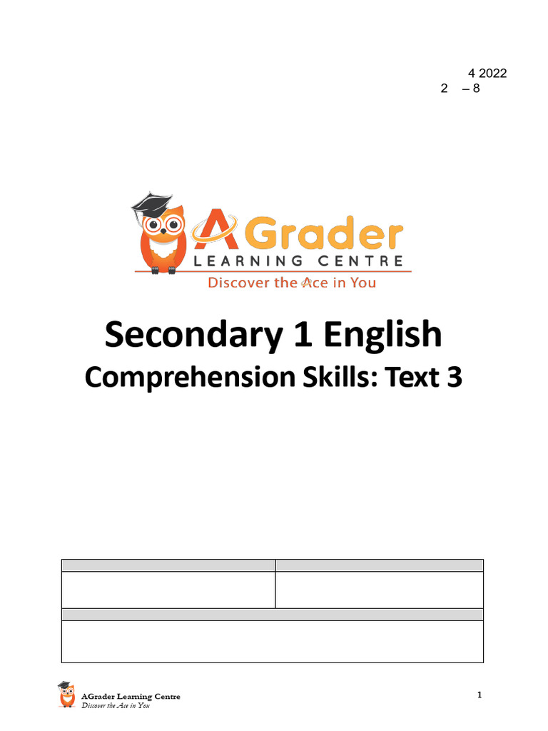 Secondary 1 English Comprehension Guide | PDF | Reading Comprehension ...