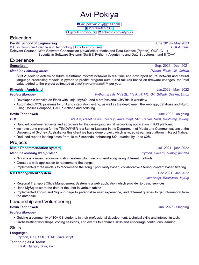 Avi Sojitra Current Resume | PDF | My Sql | World Wide Web