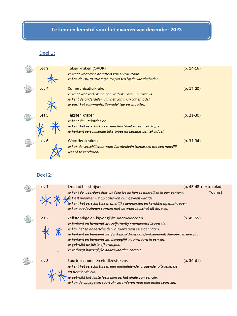 12leerstofoverzicht Kerst Ingevuld | PDF