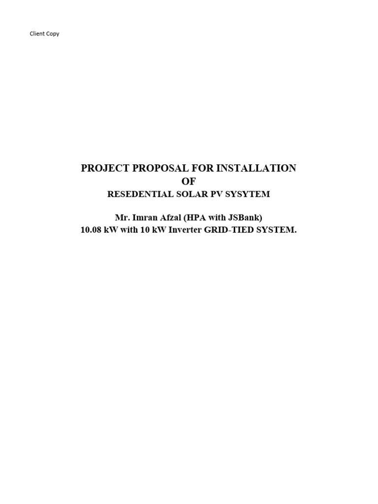 10.08kW Solar PV System Proposal | PDF | Alternating Current ...