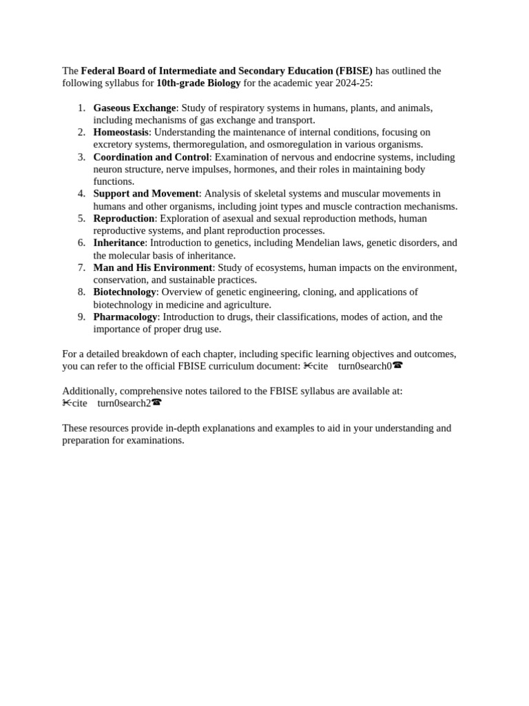 Biology Syllabus 10 class | PDF | Biology | Reproduction