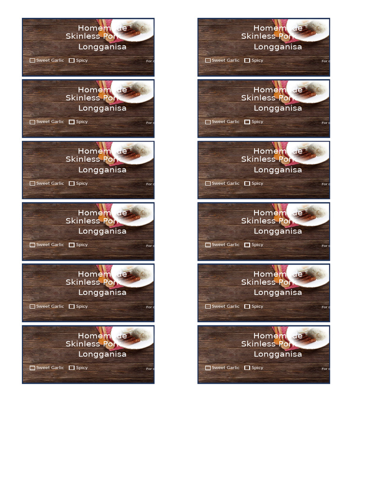 Longganisa Label | PDF | Latin American Cuisine | Meat Dishes