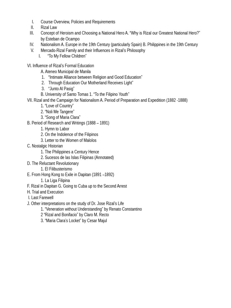 Overview of Rizal's Life and Works | PDF