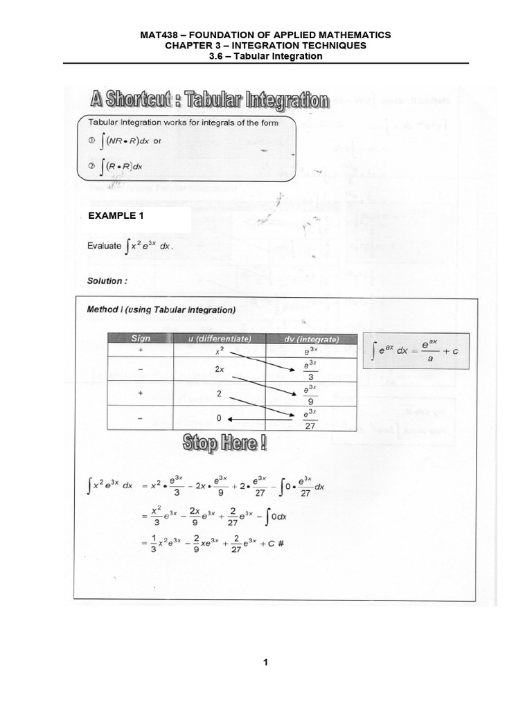 Tabular Integration Examples | PDF