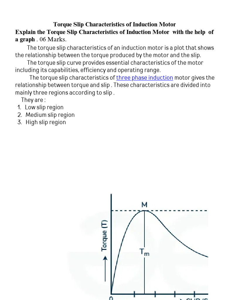 Torque Slip Characteristics of Induction Motor - PPTX - 20250131 ...