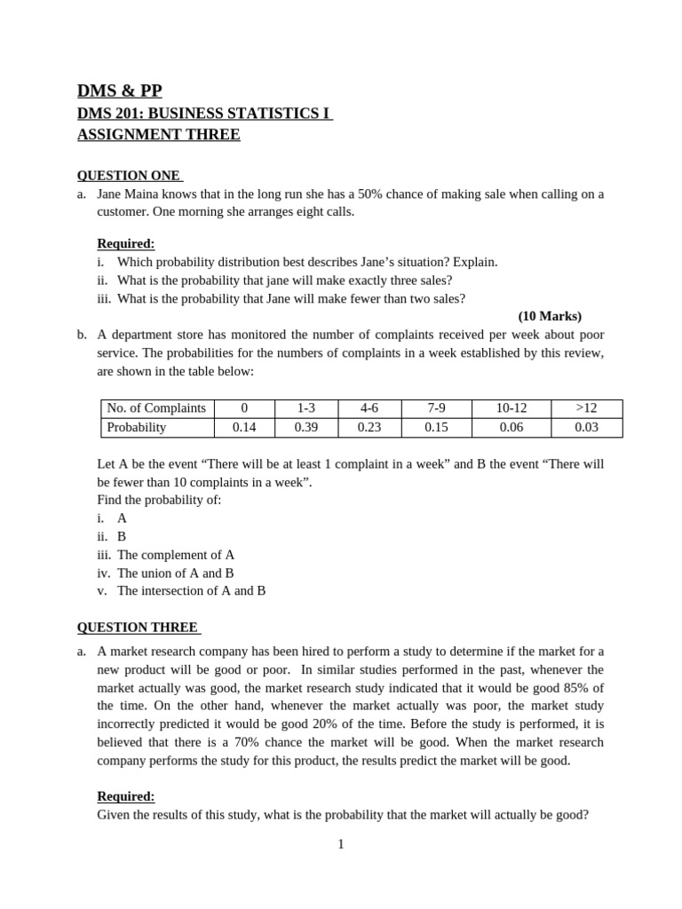 Business Statistics Probability Assignments | PDF | Sensitivity And Specificity | Statistical ...