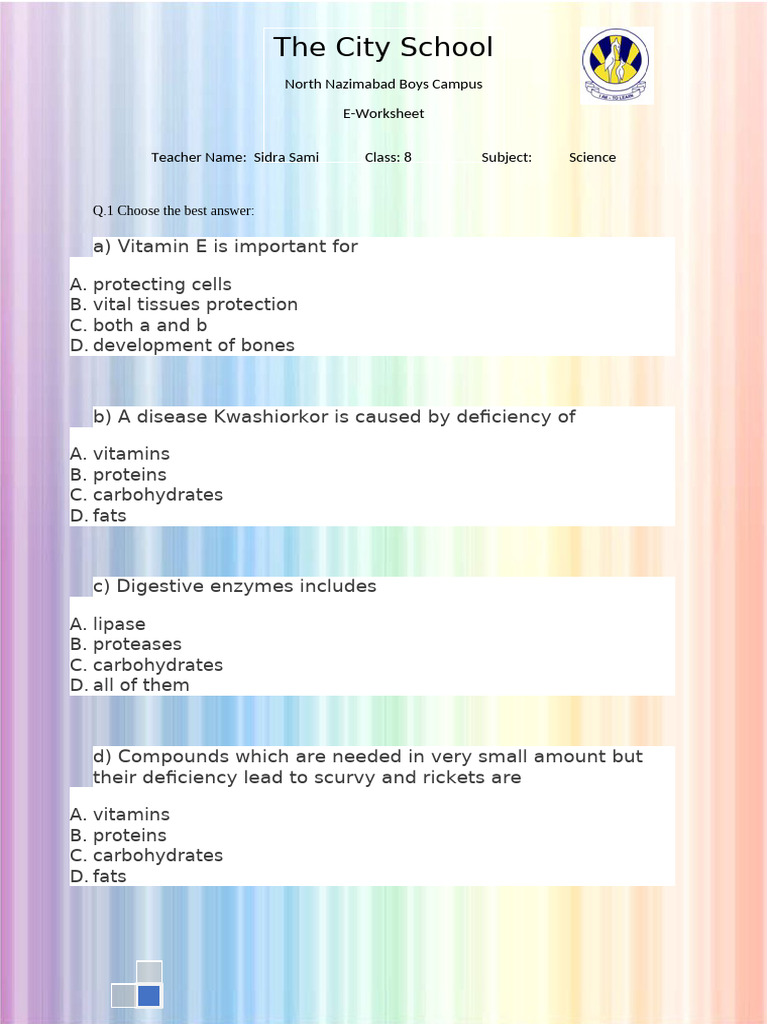 science___class_8___summer_vacation___worksheet_2 | PDF
