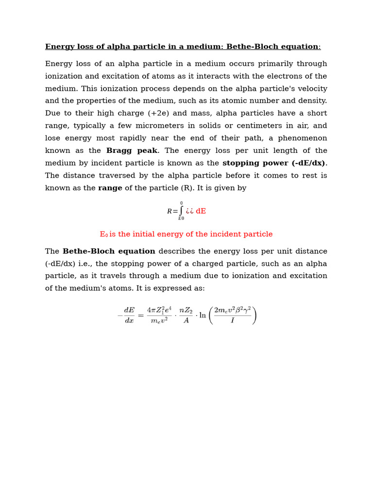 Alpha Particle Energy Loss Analysis | PDF | Electron | Radiation