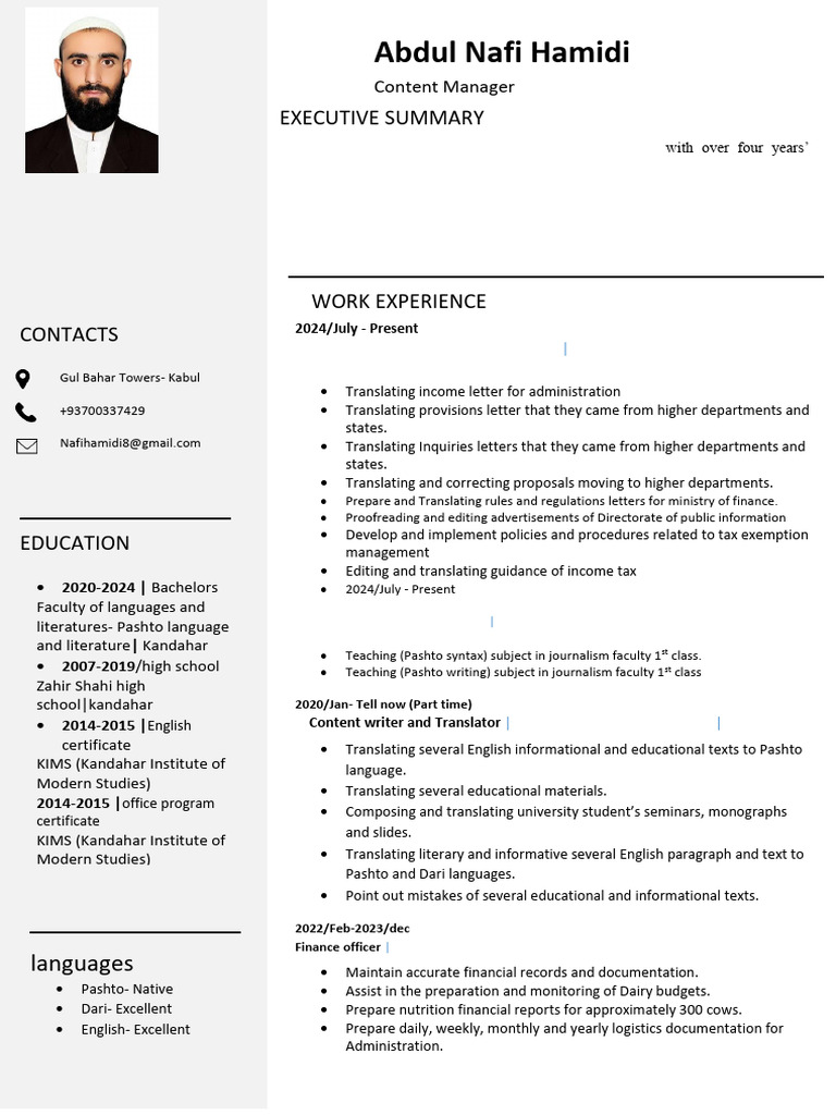 New Cv For Mbt Pdf Translations Kandahar