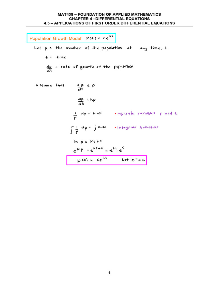 4.5 - Applications of First Order Differential Equations | PDF ...