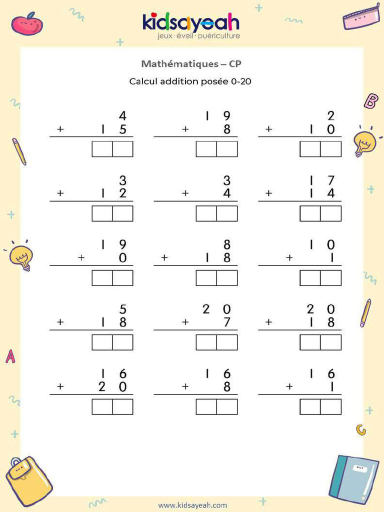 Les Additions Posees 0 20 6 1 1 7jbl4v | PDF
