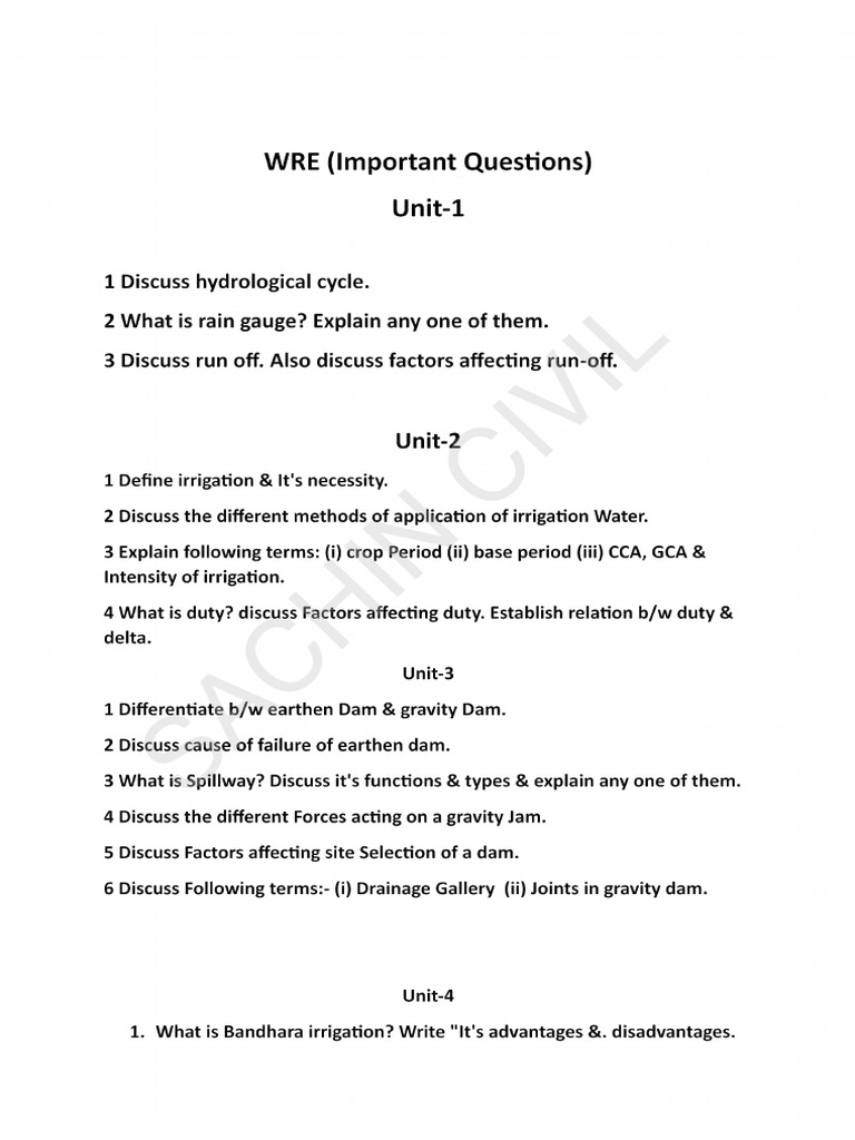 WRE IMP questions | PDF