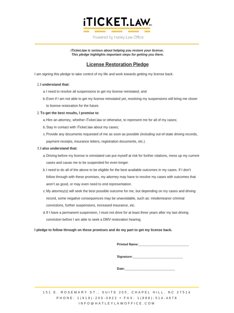 Restoration Pledge - Iticket - Law | PDF