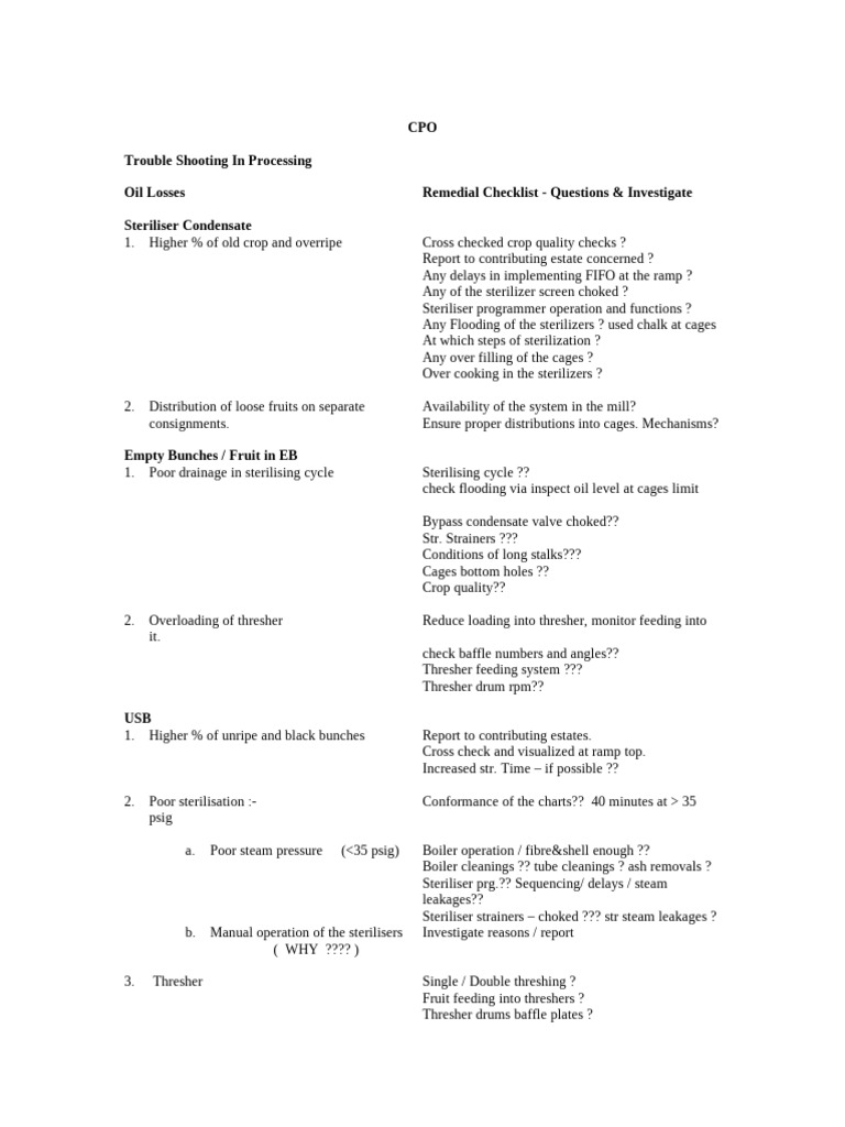 Trouble Shooting Checklist | PDF | Mechanical Engineering